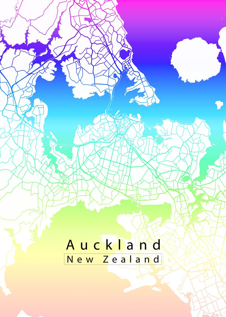 'Auckland City Map' Poster, picture, metal print, paint by Mapique ...