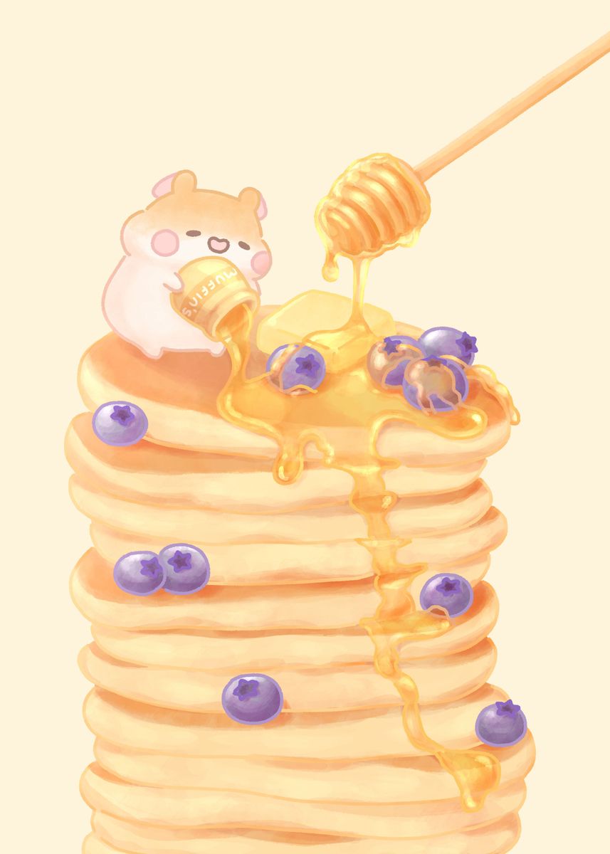 'Muffinmaru Pancake Tower' Poster, picture, metal print, paint by ...
