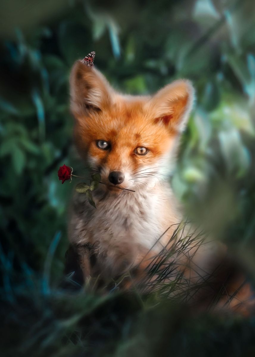 'Rose Fox' Poster, picture, metal print, paint by Zenz | Displate