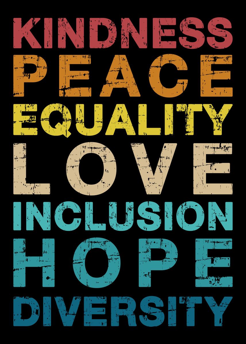 'Kindness love diversity vi' Poster, picture, metal print, paint by ...