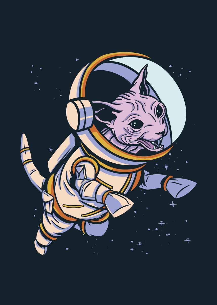 'Sphynx cat astronaut' Poster, picture, metal print, paint by Simon ...