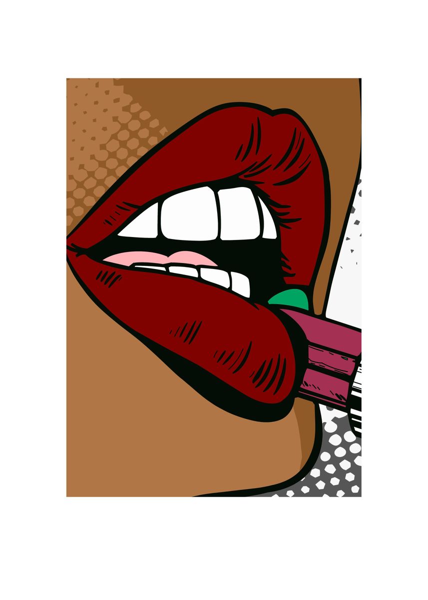 'Lip' Poster, picture, metal print, paint by Karin Studio | Displate