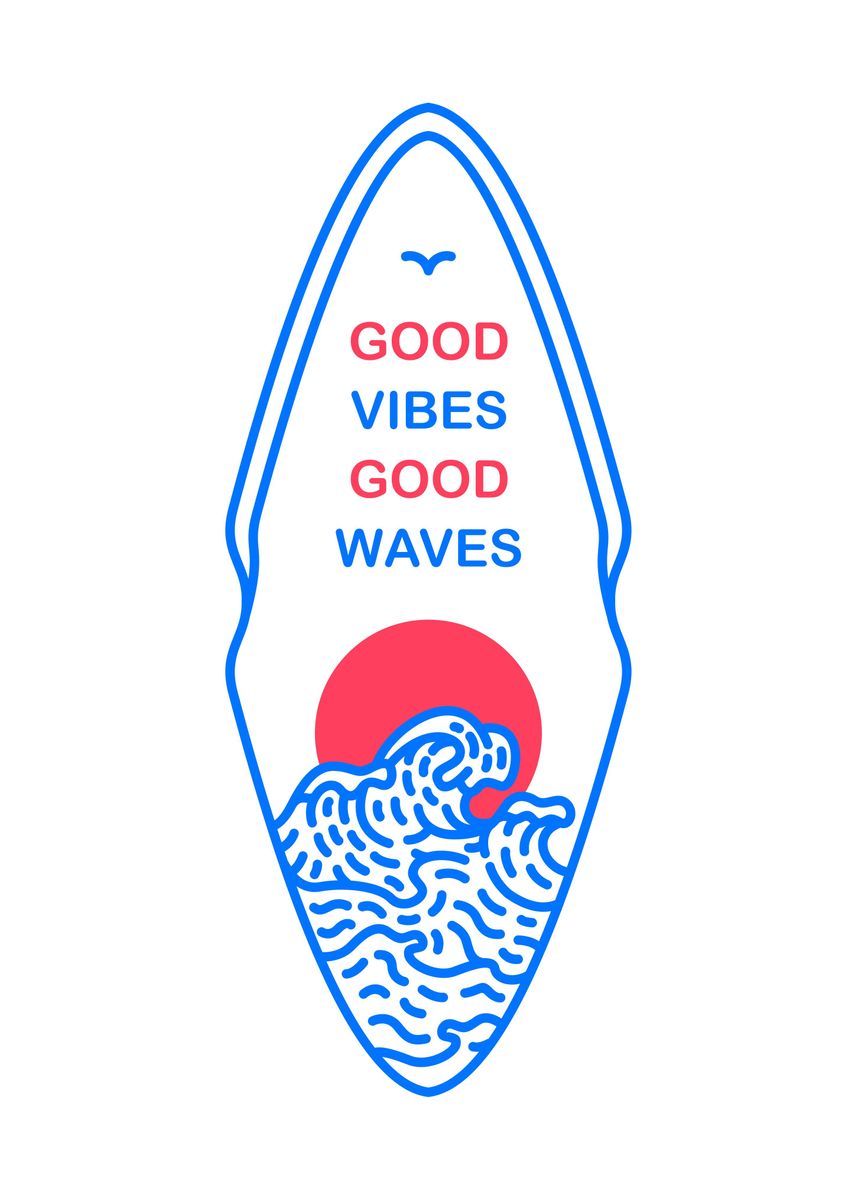'Good Vibes Good Waves 1' Poster, picture, metal print, paint by ...