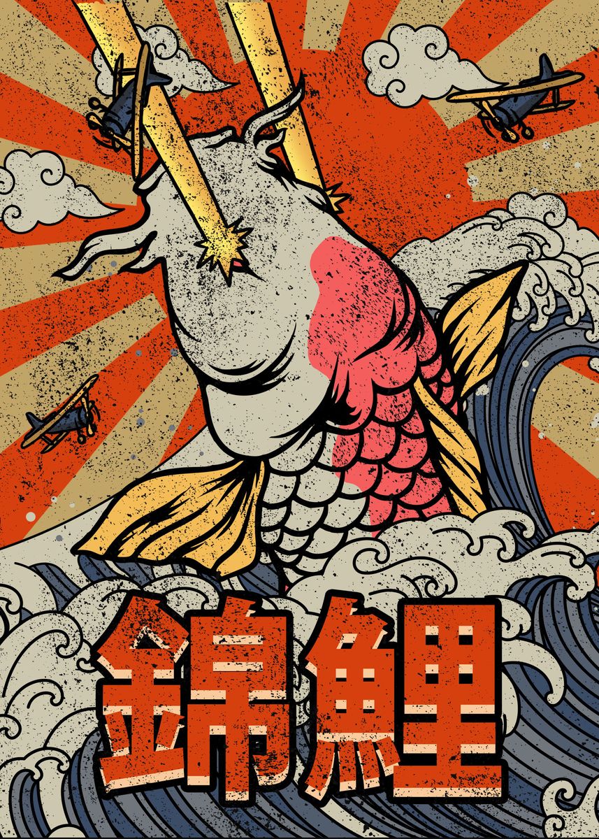 'Kaiju Koi Fish Kanagawa' Poster, picture, metal print, paint by ...