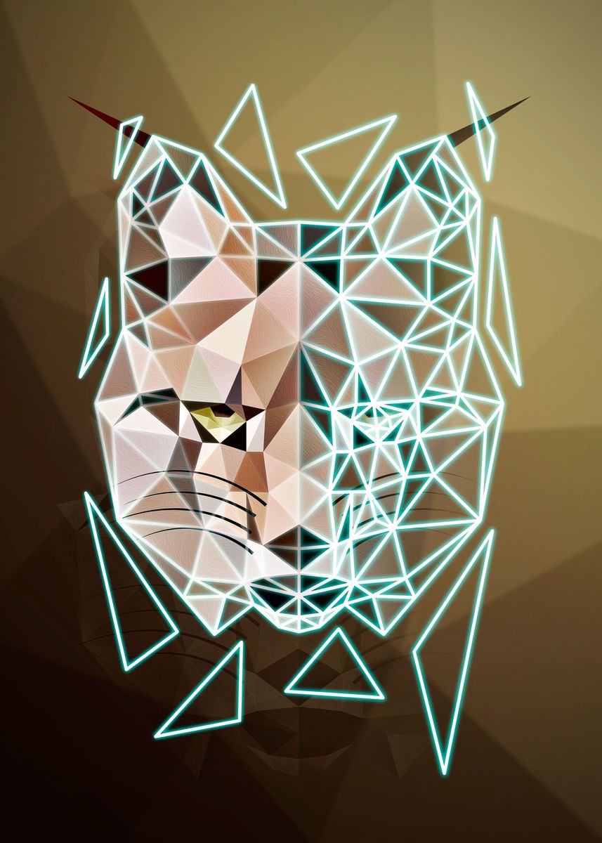'Geometric lynx' Poster, picture, metal print, paint by Jackson Lester ...