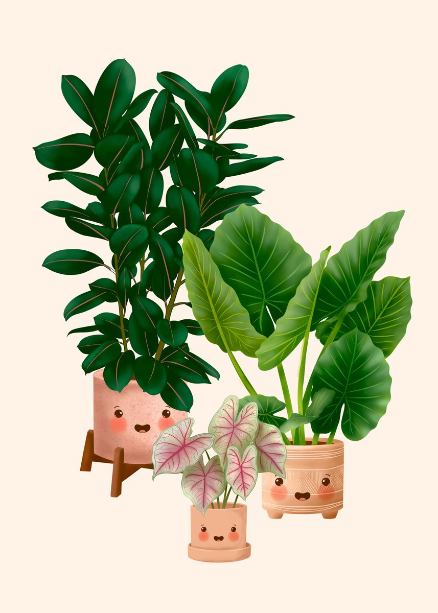 'Happy plants club 3' Poster, picture, metal print, paint by Gush Art ...