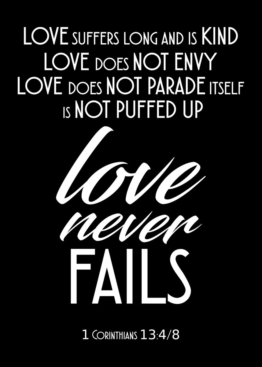 'Love Never Fails White' Poster, picture, metal print, paint by Vince ...