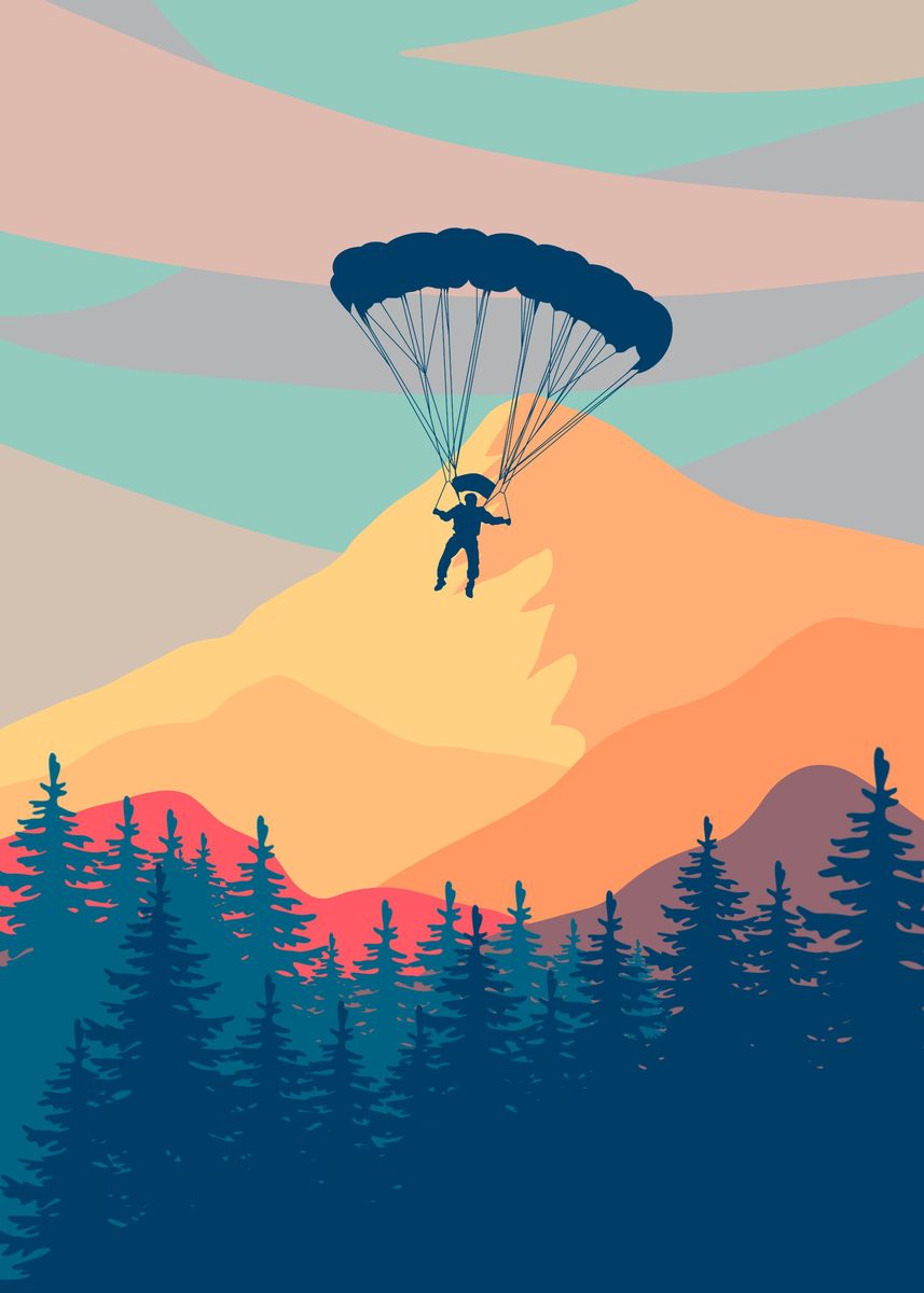 'Skydive' Poster, picture, metal print, paint by UNIKORN | Displate