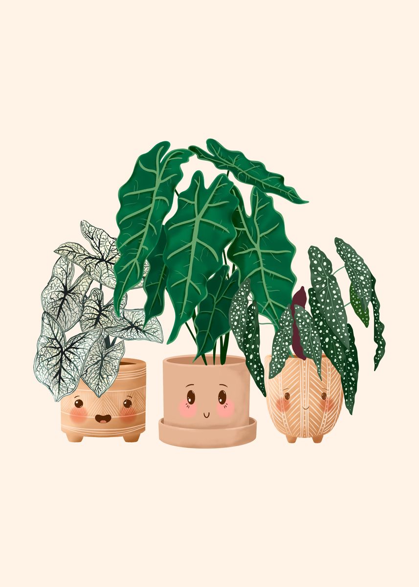 'Happy Plants Club 6' Poster, picture, metal print, paint by Gush Art ...