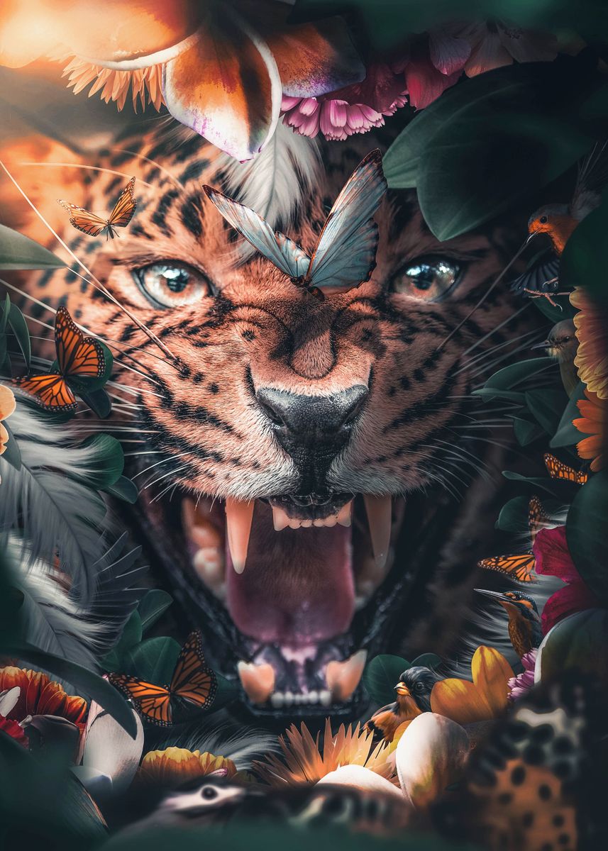 'Floral Leopard' Poster, picture, metal print, paint by Zenja Gammer ...