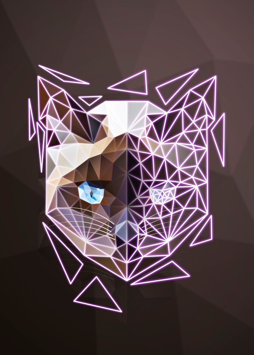 'Siamese cat geometry' Poster, picture, metal print, paint by Jackson ...