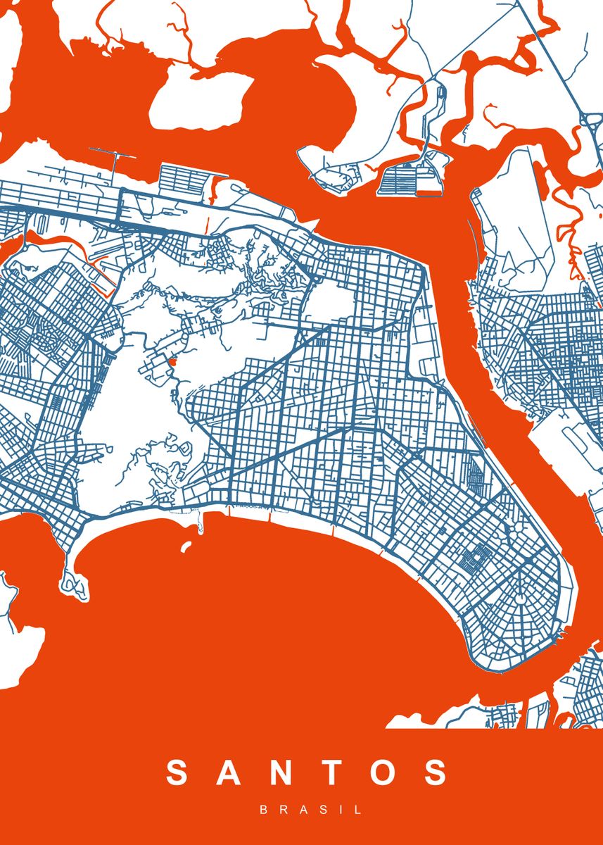 'SANTOS Map BRASIL' Poster by UrbanMaps | Displate