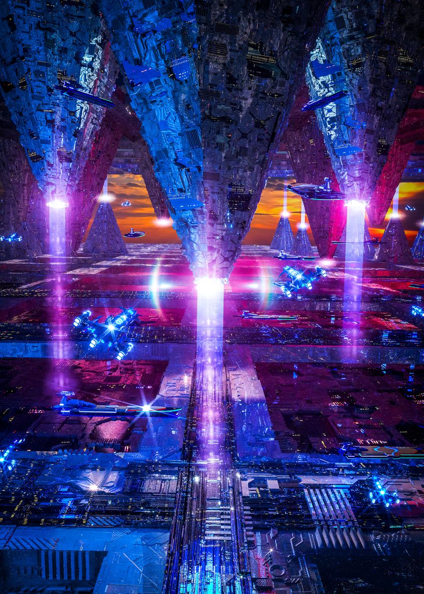 'Starlight City' Poster, picture, metal print, paint by Diego The ...