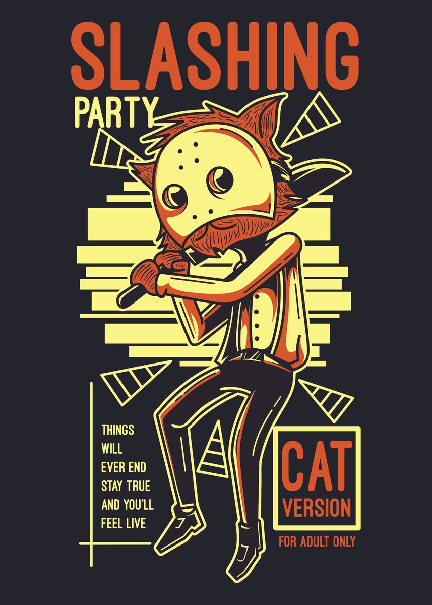 'Slashing Party' Poster, picture, metal print, paint by Hanabi Studio ...