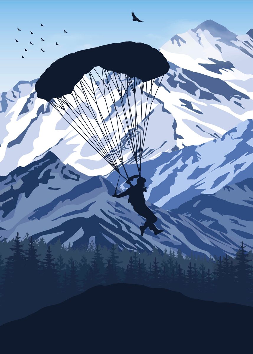 'Skydive' Poster, picture, metal print, paint by UNIKORN | Displate