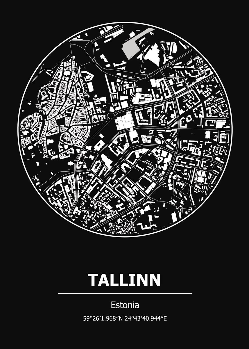 'Tallinn City Map Estonia' Poster by Max Ronn | Displate