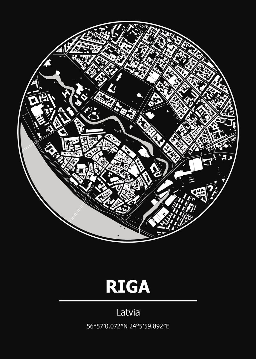 'Riga City Map Latvia' Poster by Max Ronn | Displate