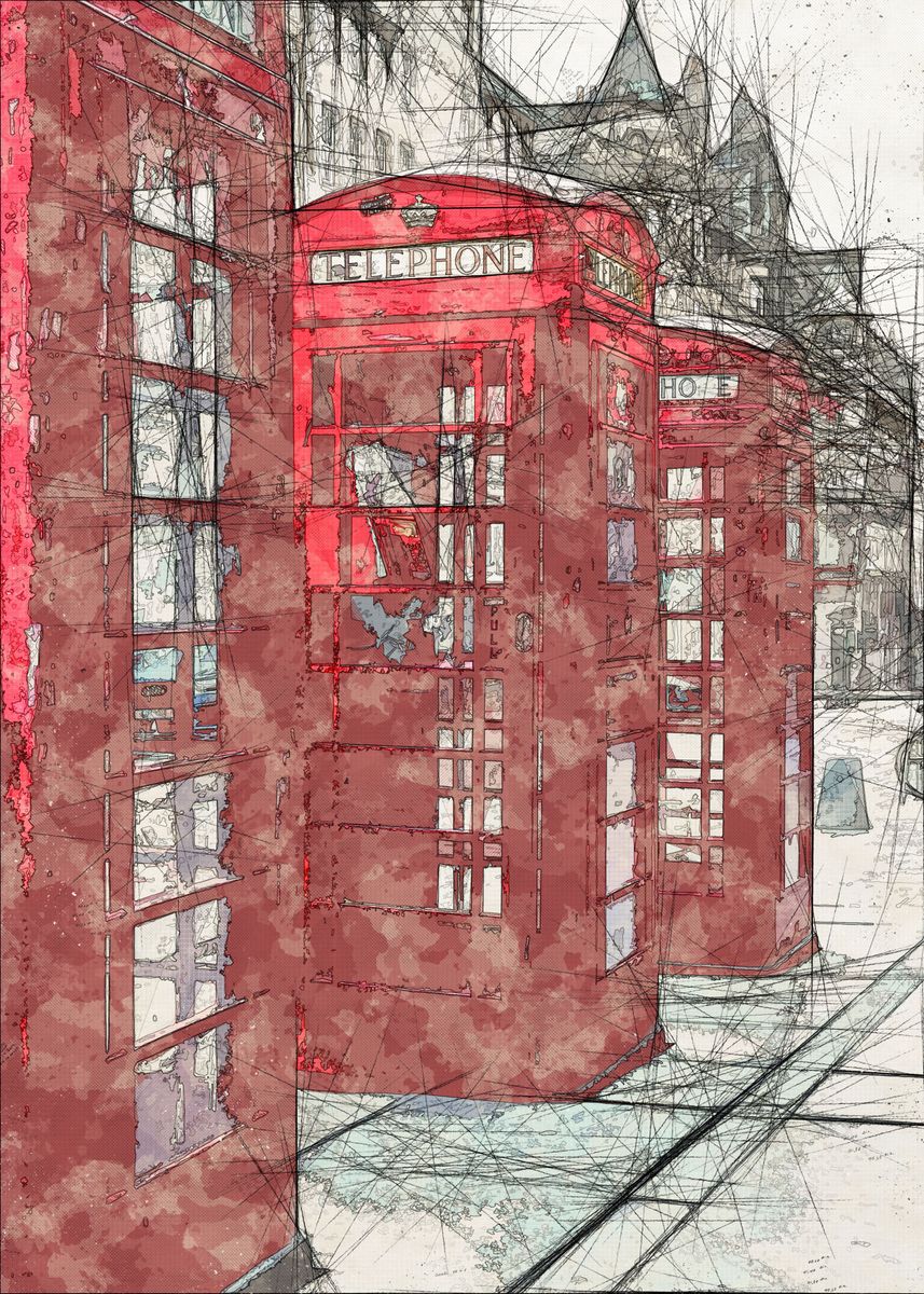 'Telephone Box' Poster, picture, metal print, paint by Enchanted Elm ...