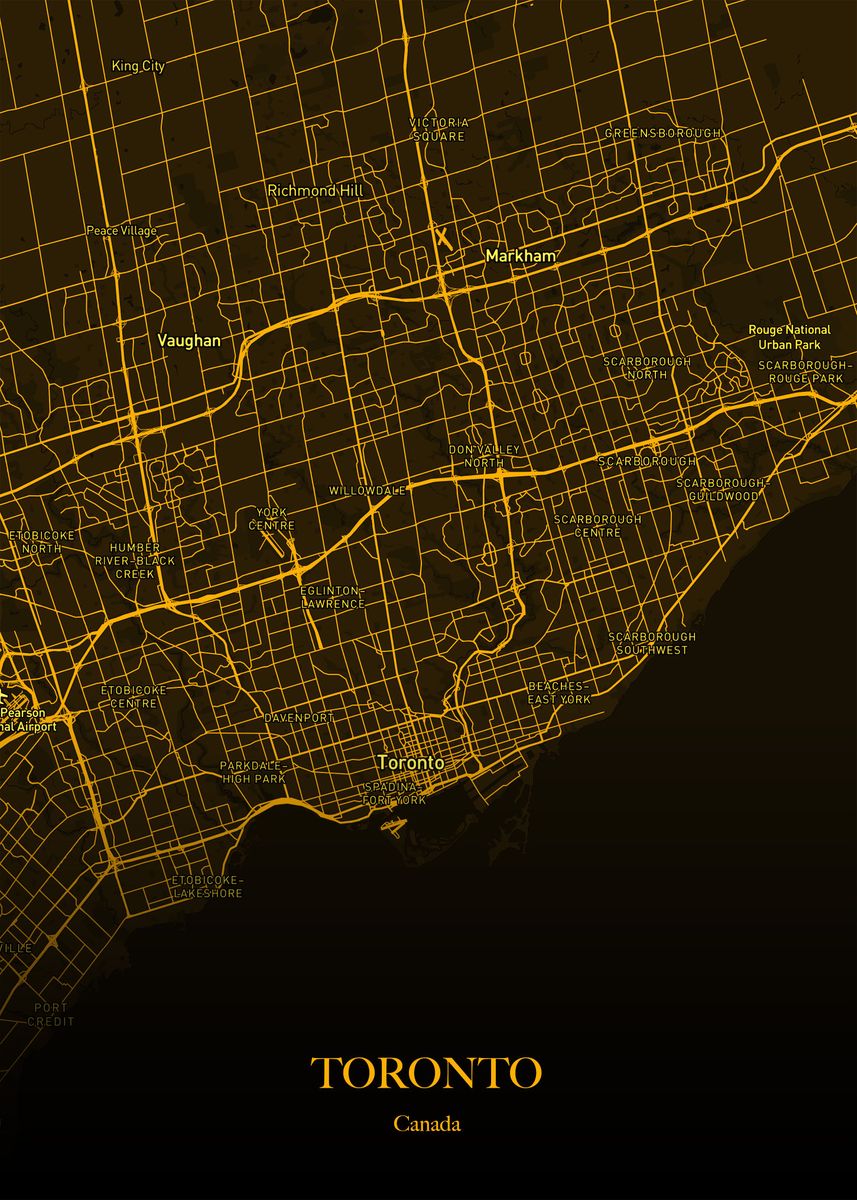 'Toronto Gold Maps' Poster, picture, metal print, paint by Misbahul ...