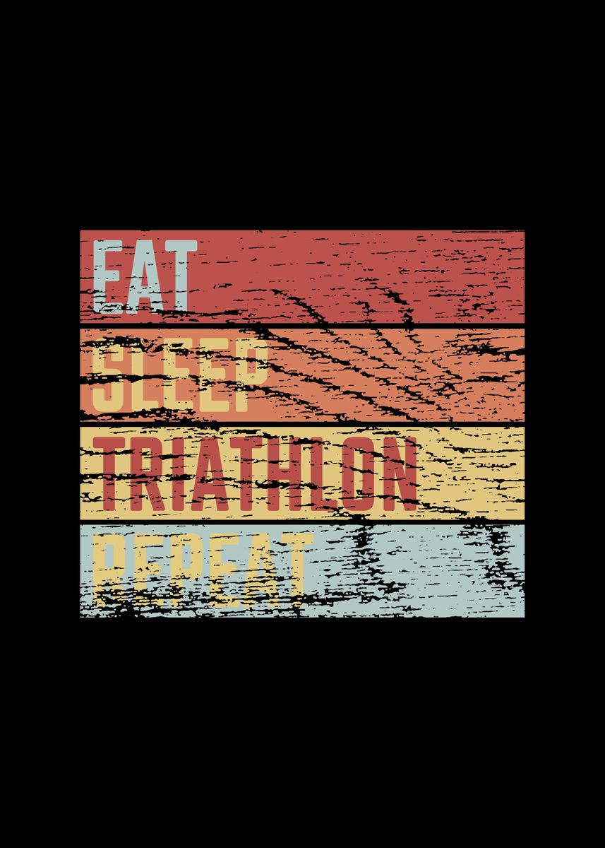 'Triathlon Retro' Poster, picture, metal print, paint by Shiva121 ...