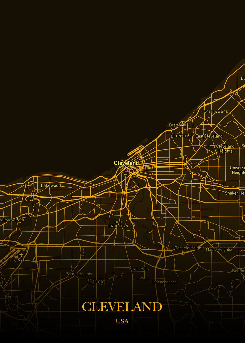 'Cleveland Gold Maps' Poster, picture, metal print, paint by Misbahul ...