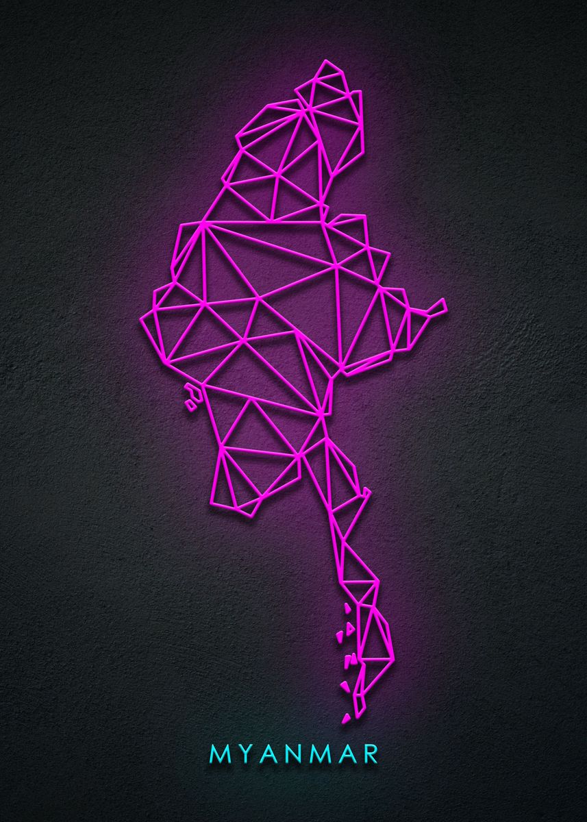 'MYANMAR' Poster, picture, metal print, paint by MoveUp | Displate