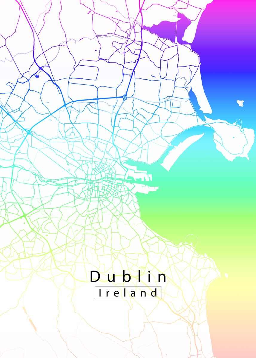 'Dublin City Map' Poster, picture, metal print, paint by Mapique | Displate