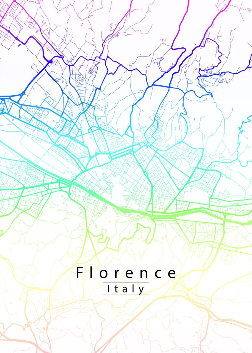 'Florence City Map' Poster, picture, metal print, paint by Mapique ...