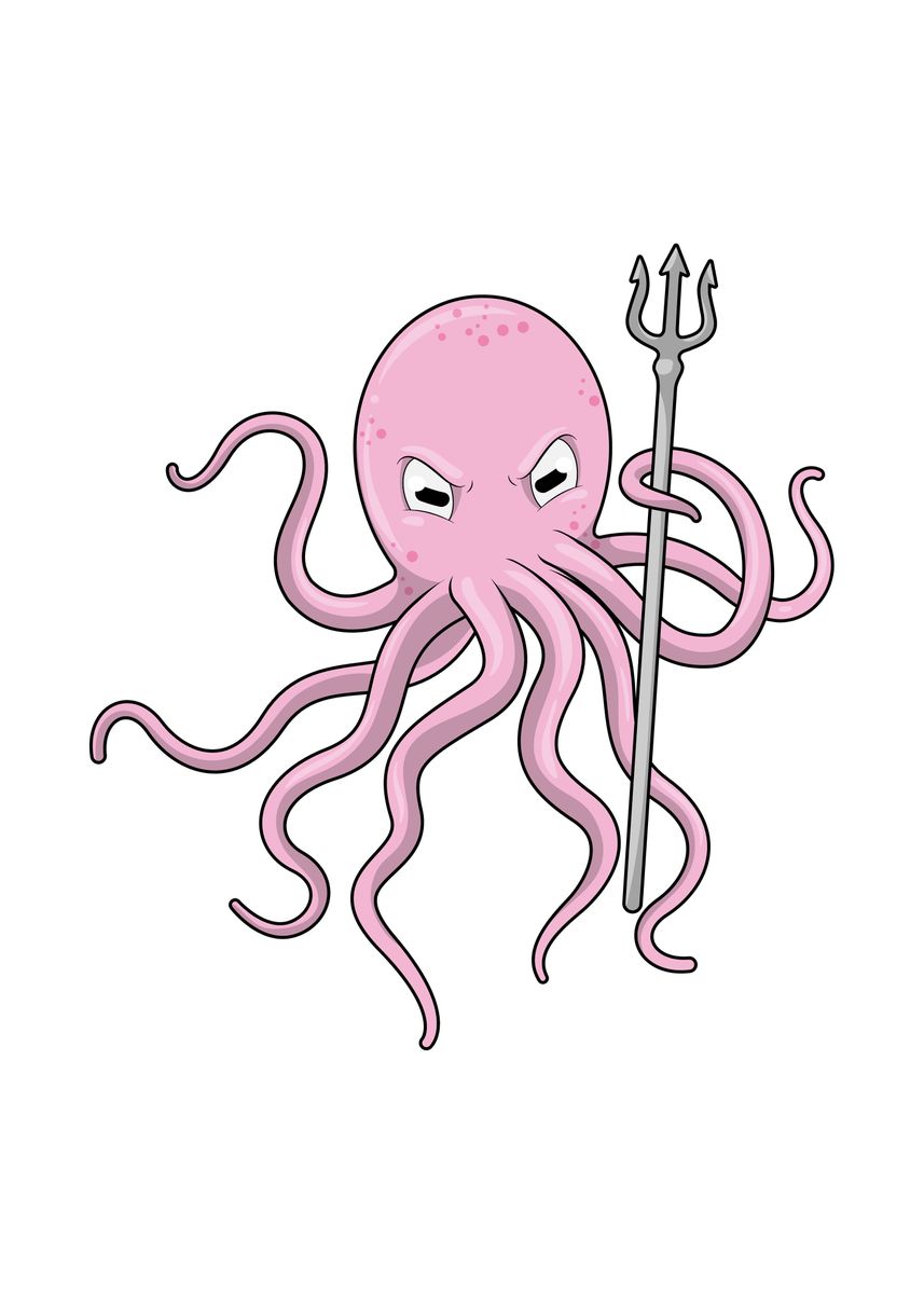 'Octopus Wizard Trident' Poster, picture, metal print, paint by Markus ...