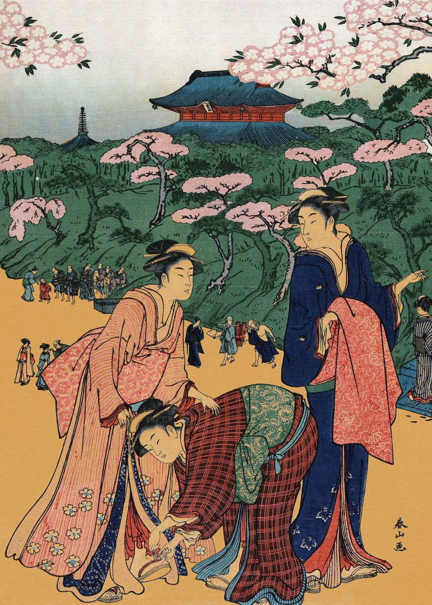 ' Three Sisters Hanami' Poster, picture, metal print, paint by Nemo Art ...