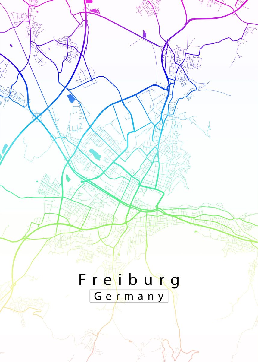 'Freiburg City Map' Poster, picture, metal print, paint by Mapique ...