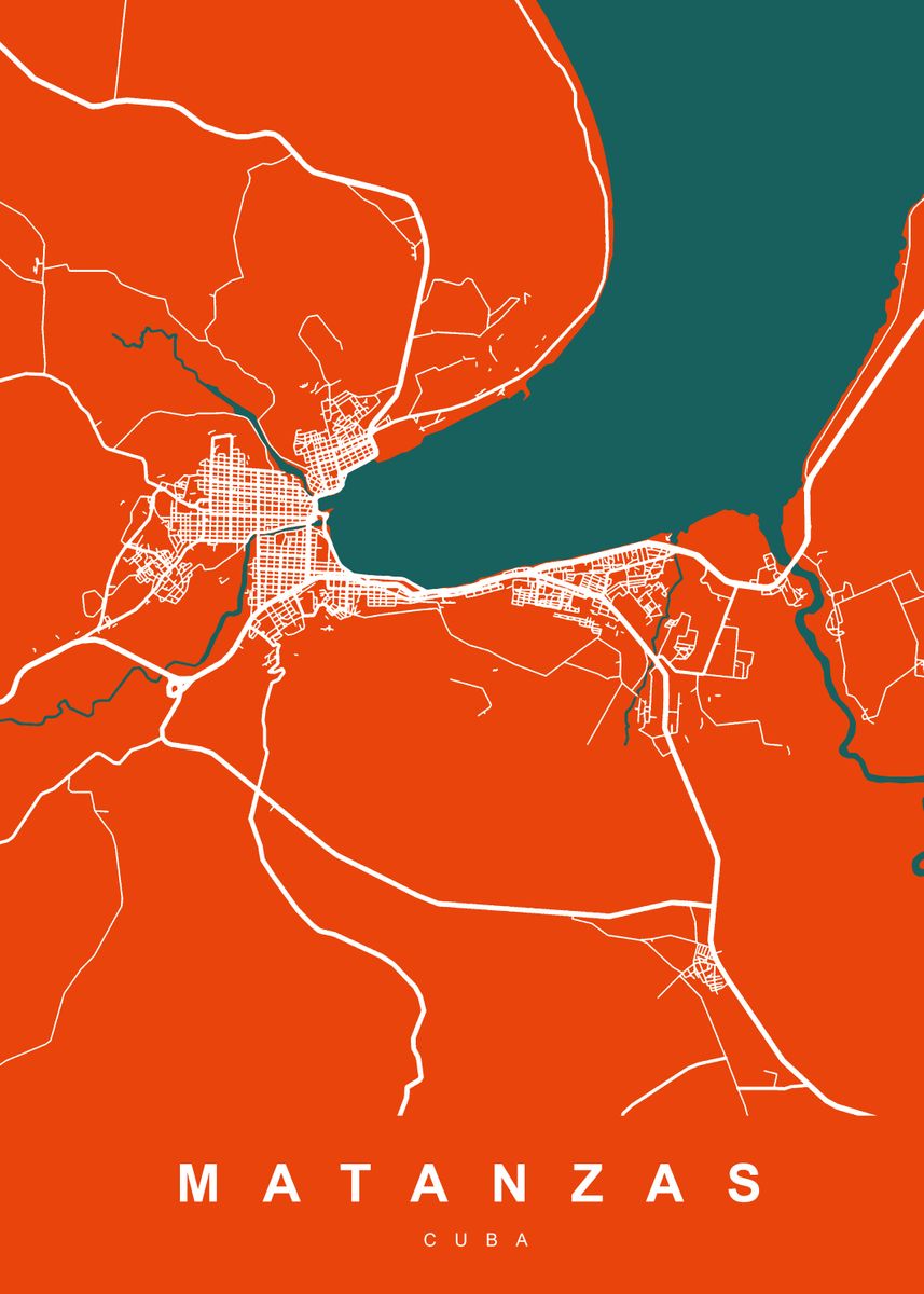 'MATANZAS Map CUBA' Poster, picture, metal print, paint by UrbanMaps ...