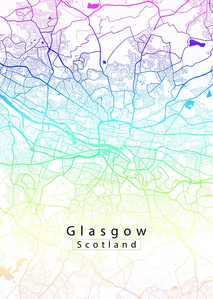 'Glasgow City Map' Poster by Robin Niemczyk | Displate