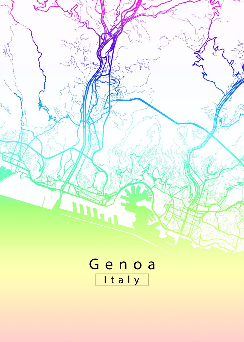 'Genoa City Map' Poster by Robin Niemczyk | Displate