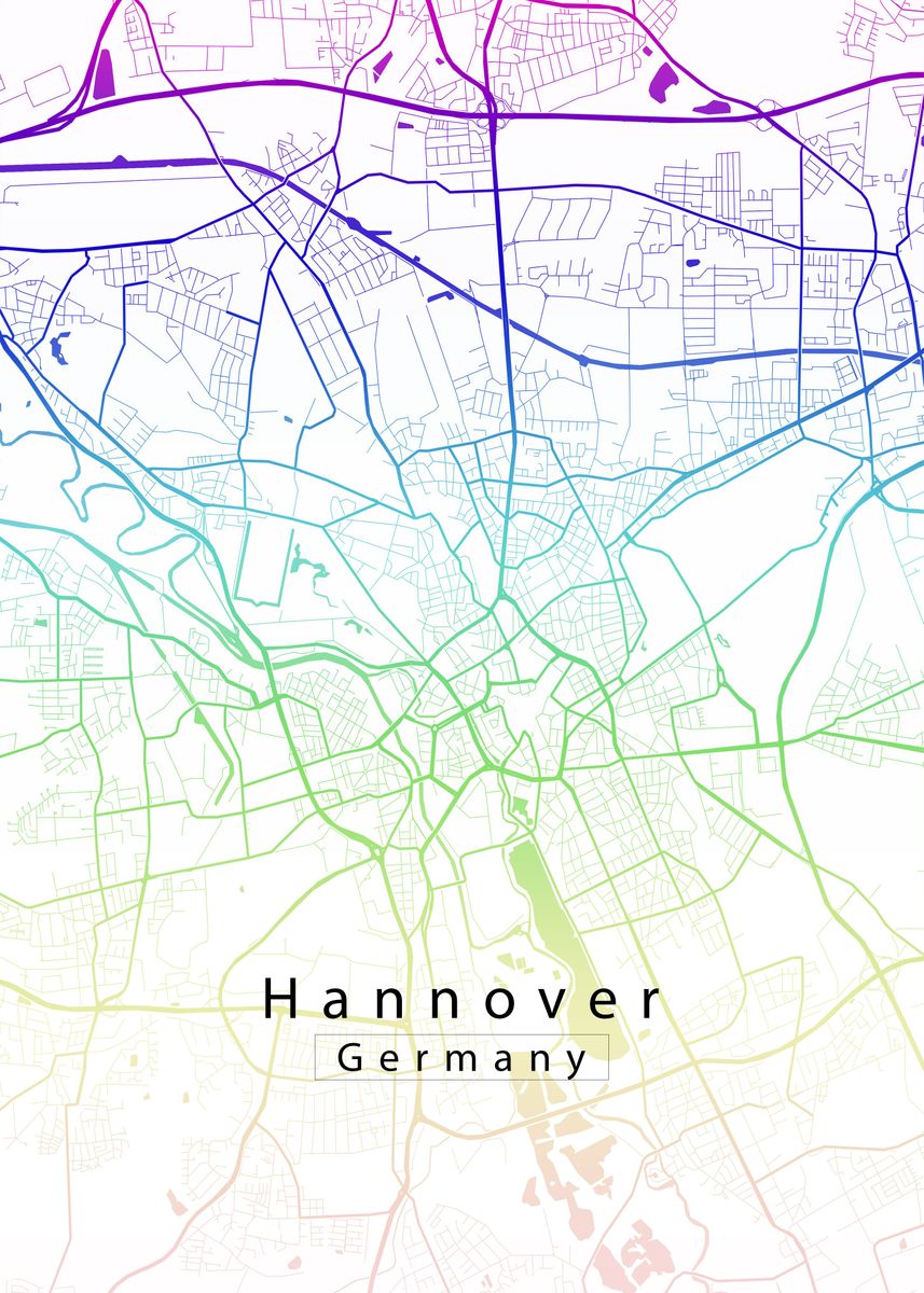'Hannover City Map' Poster, picture, metal print, paint by Robin ...