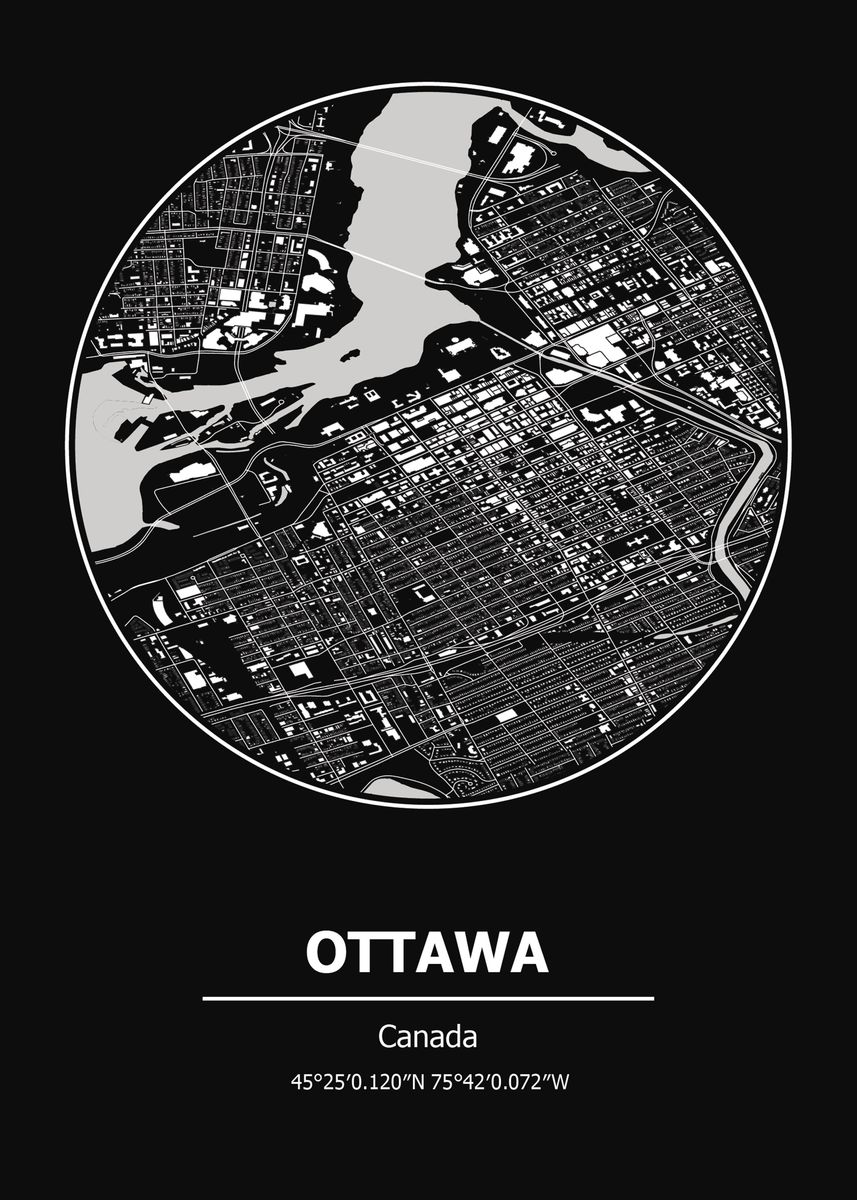 'Ottawa City map Canada' Poster, picture, metal print, paint by Max ...