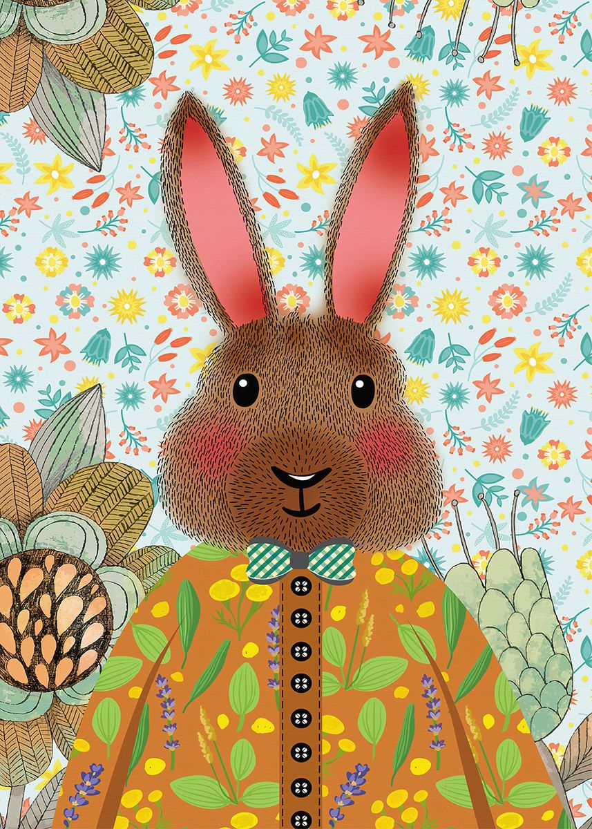 'Rabbit vintage' Poster, picture, metal print, paint by Nemo Art | Displate