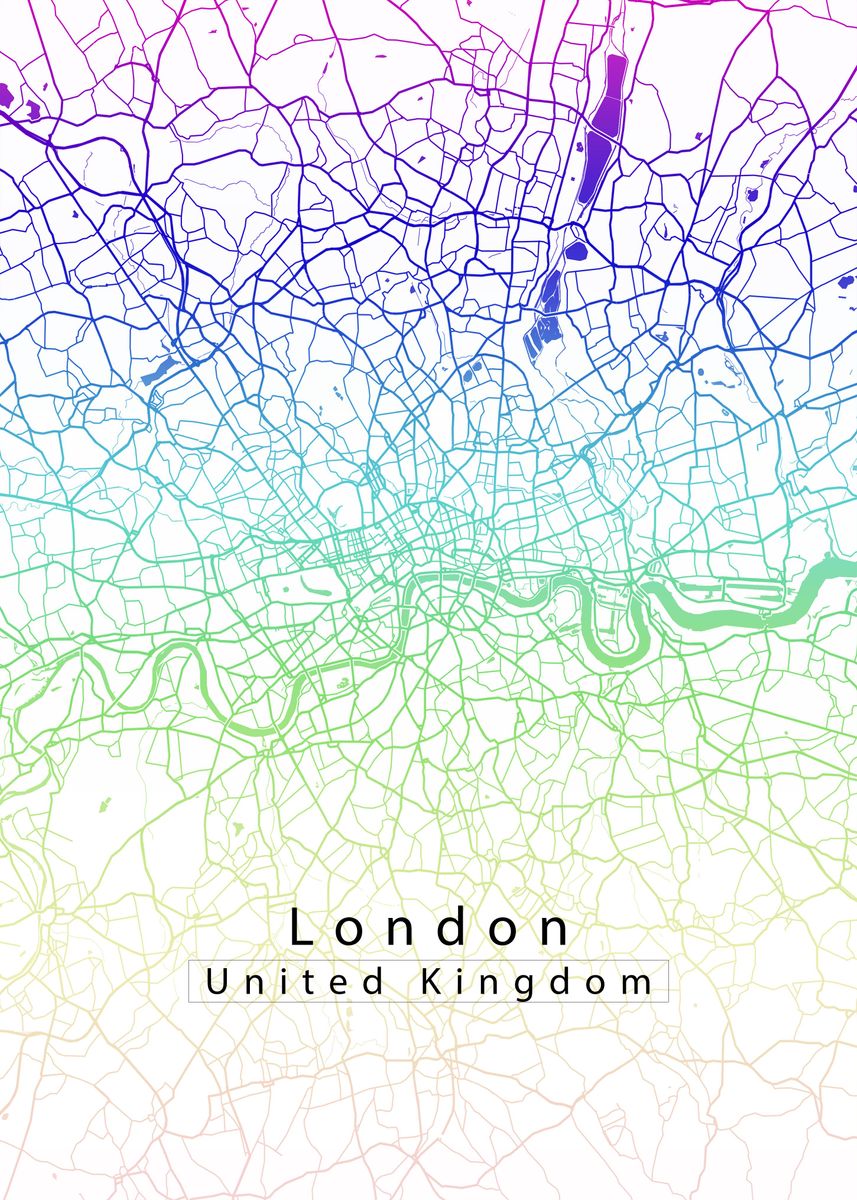 'London City Map' Poster, picture, metal print, paint by Mapique | Displate