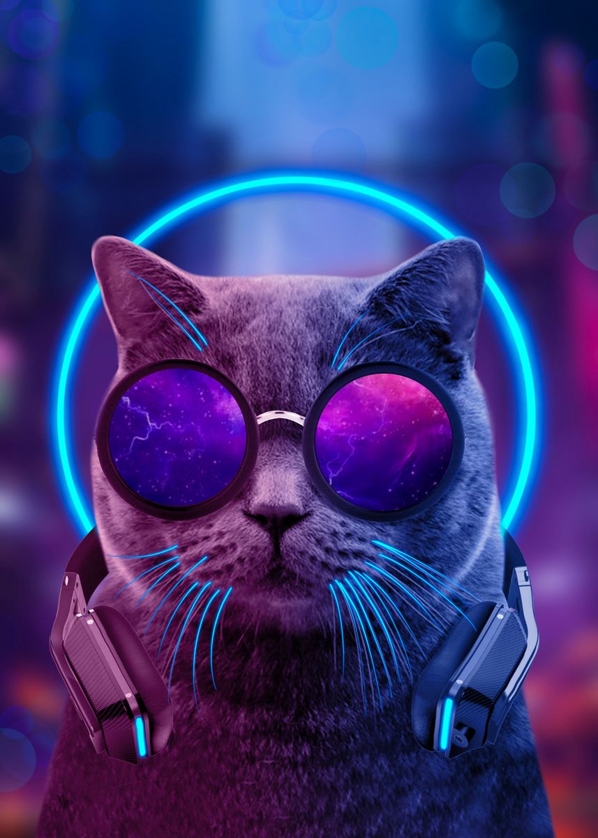 'cyber cat game' Poster by sinnois | Displate