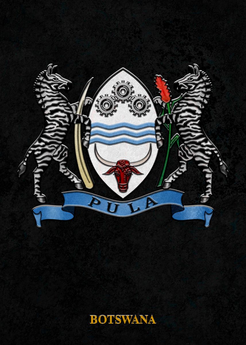 'Arms of Botswana' Poster, picture, metal print, paint by Ferit Kurt ...