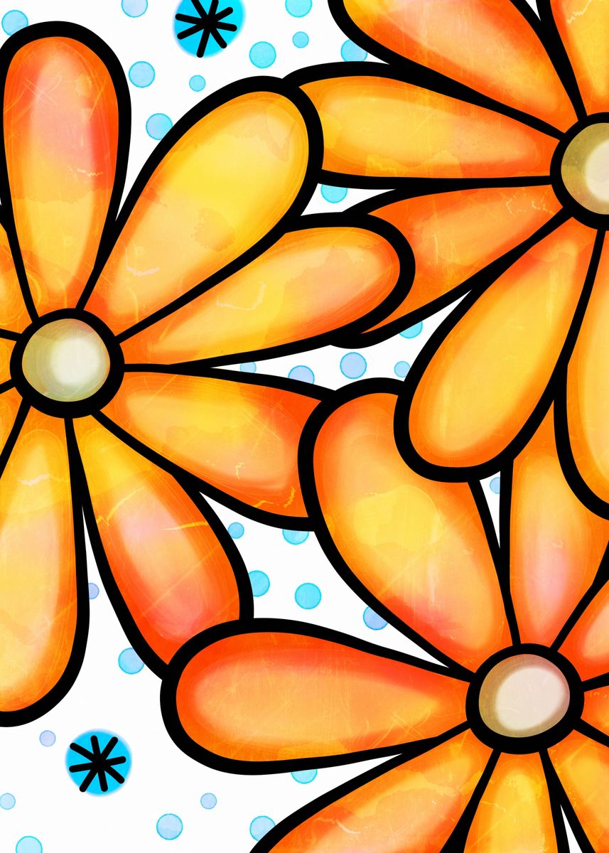 'Watercolor Doodle Daisy 02' Poster by Aloke Design | Displate