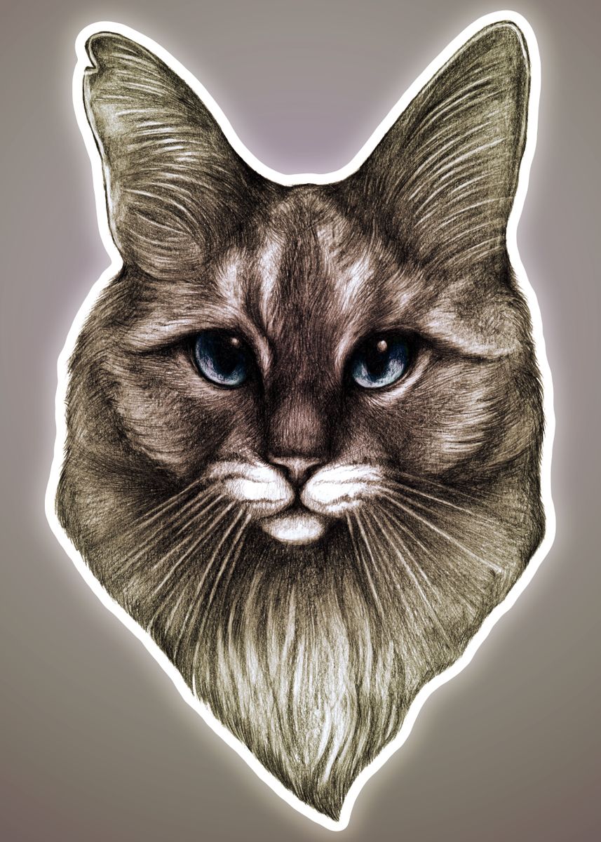 'Tabby Cat Portrait' Poster, picture, metal print, paint by Magdolna ...