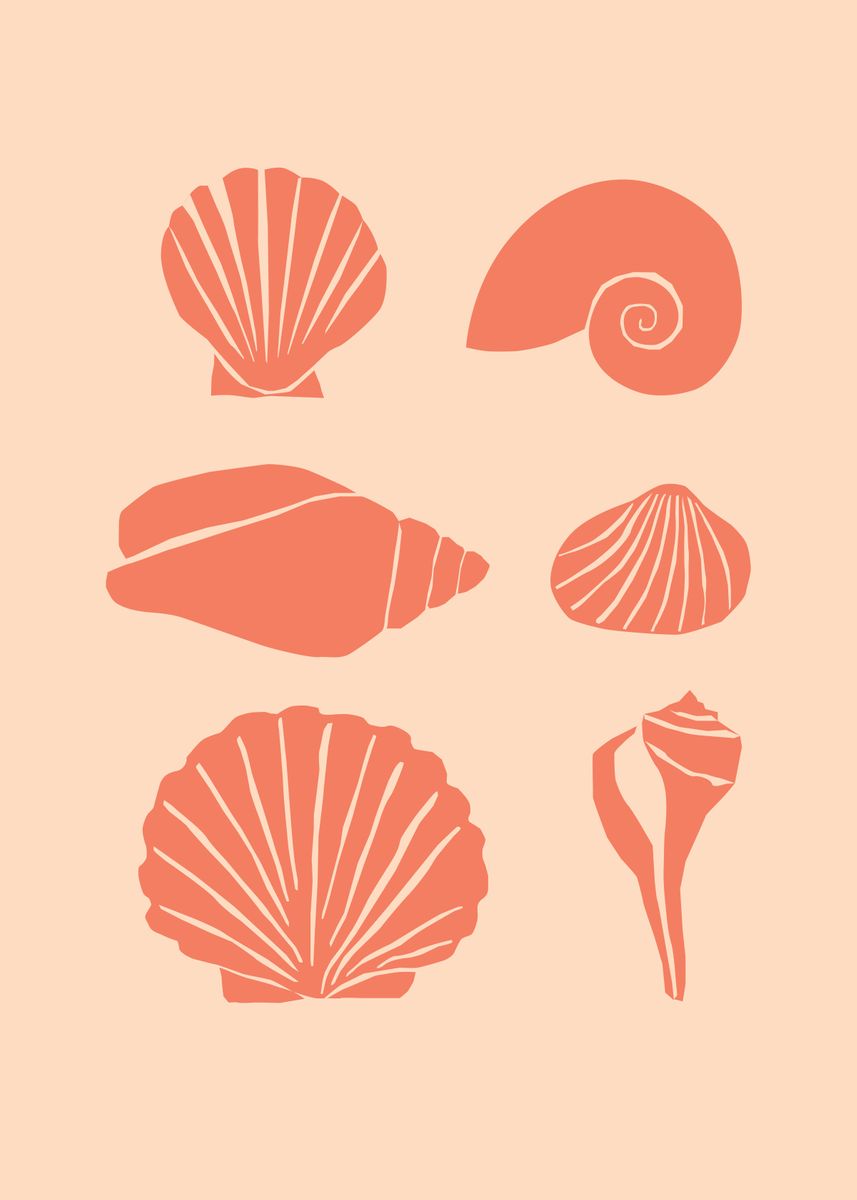 'Ocean Cute sea Shell' Poster, picture, metal print, paint by Human ...