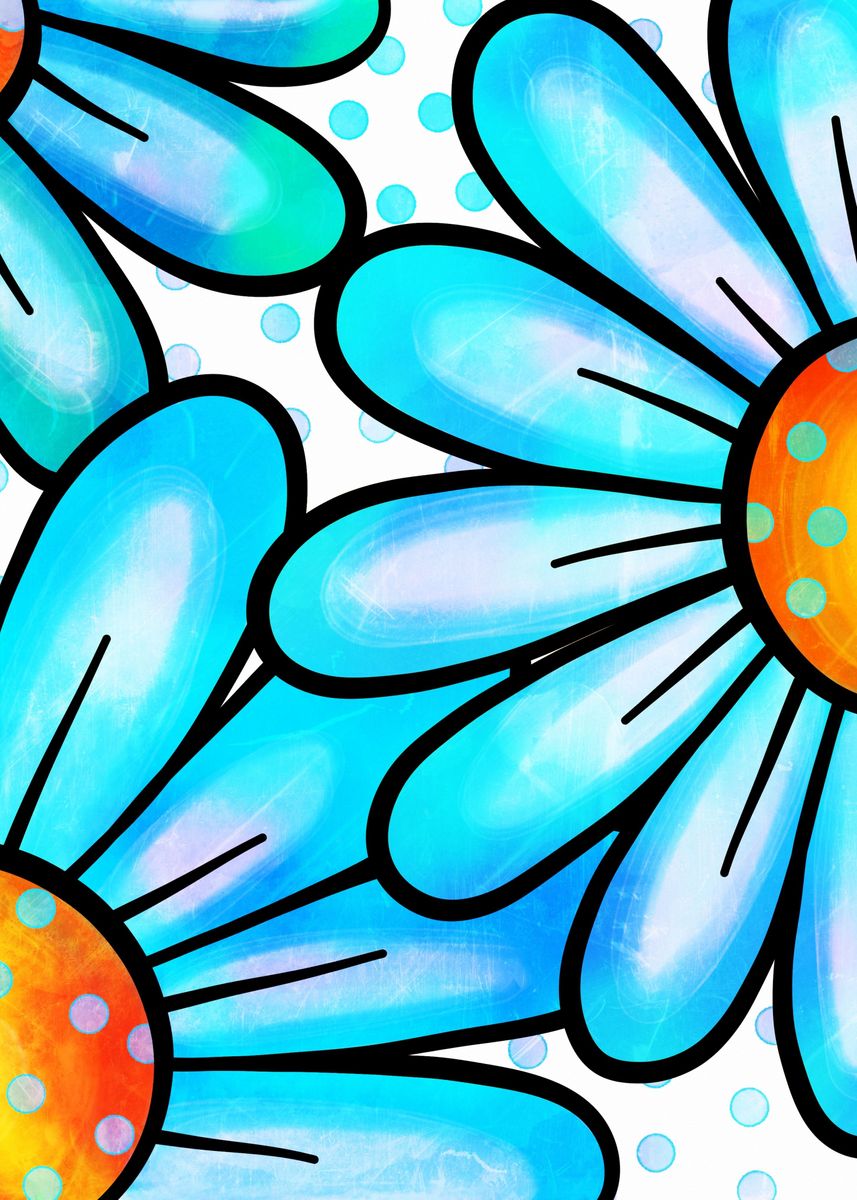 'Watercolor Doodle Daisy 11' Poster by Aloke Design | Displate