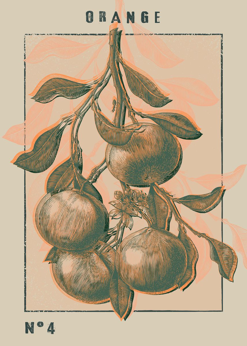 'Orange' Poster, picture, metal print, paint by BluePinkPanther | Displate