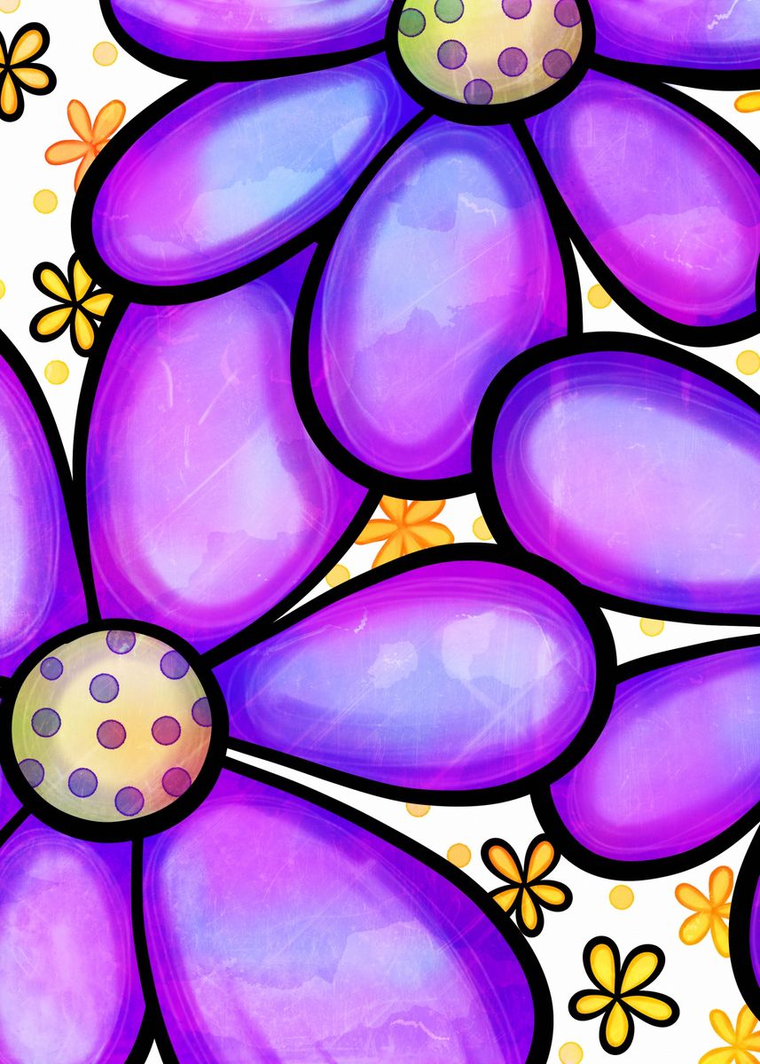 'Watercolor Doodle Daisy 03' Poster by Aloke Design | Displate