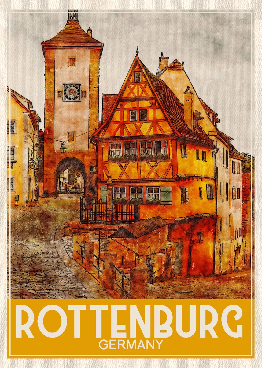 'Travel Rottenburg Germany' Poster, picture, metal print, paint by FAA ...