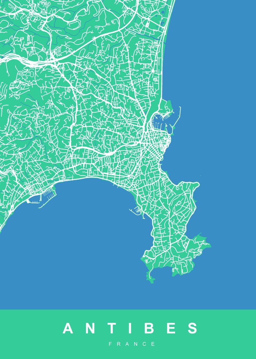 'ANTIBES Map FRANCE' Poster by UrbanMaps | Displate