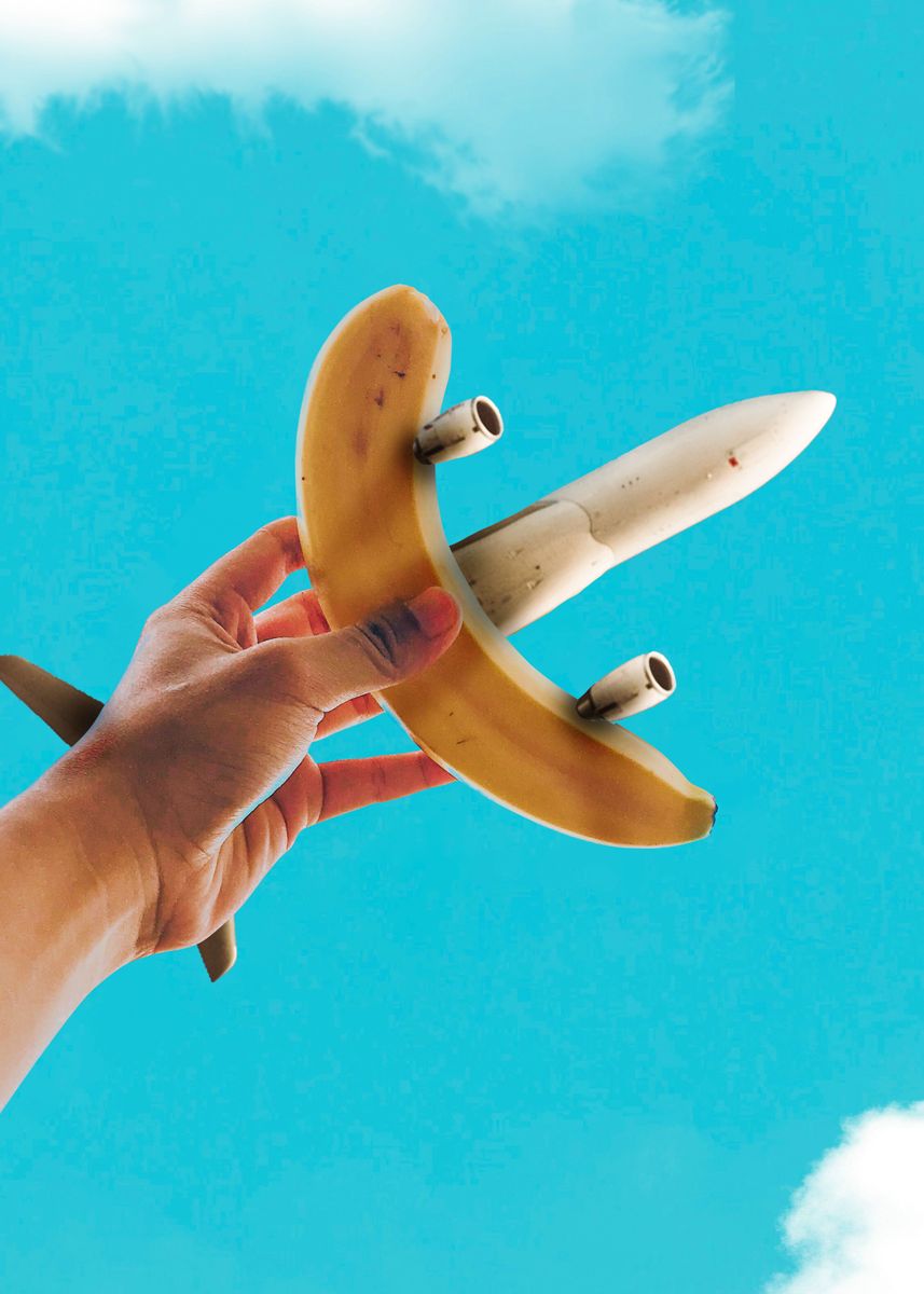 'Banana Plane' Poster, picture, metal print, paint by Eko Cahyo | Displate