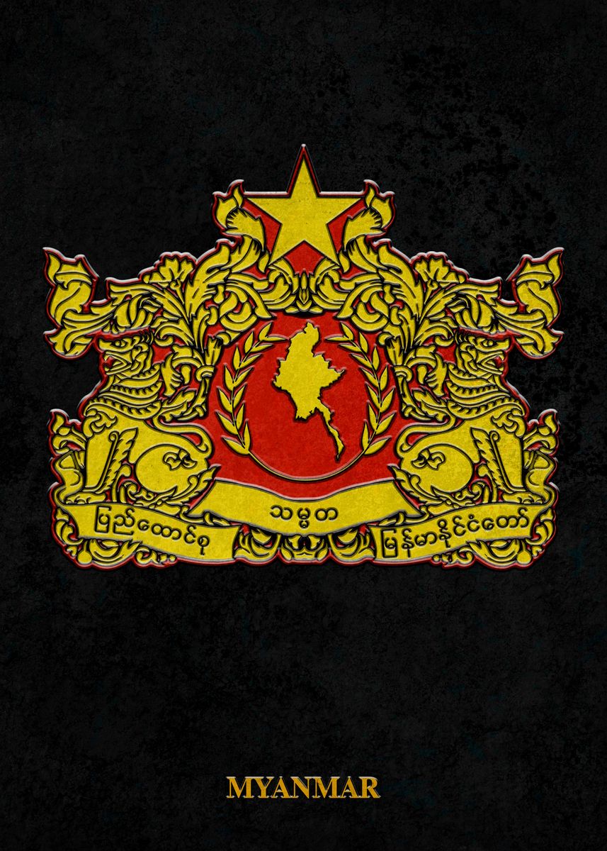 'Arms of Myanmar' Poster, picture, metal print, paint by Ferit Kurt ...